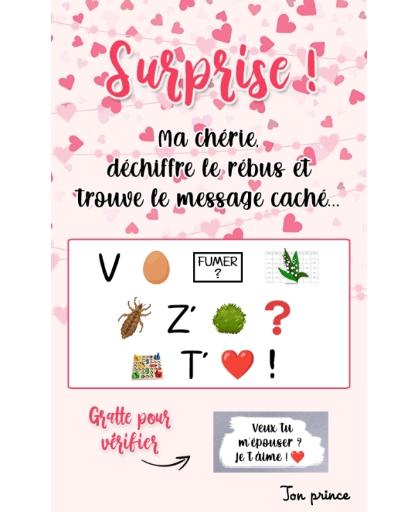 Rébus "Amour" à déchiffrer pour demande en mariage ou pacs | BadgesFolie