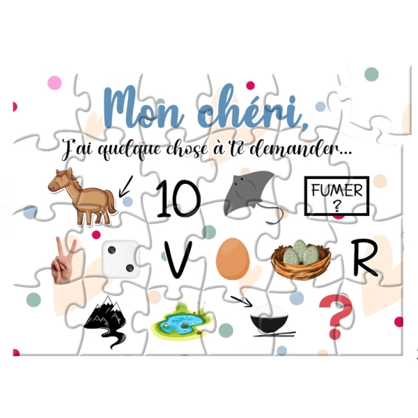 Puzzle avec rébus pour demande en mariage | BadgesFolie