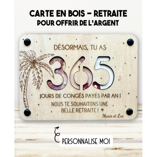 Carte en bois “Retraite” – Offrez de l’argent avec humour et élégance ...